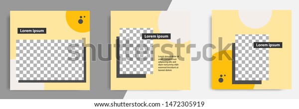 Three Set Editable Square Banner Layout Stock Vector (Royalty Free ...