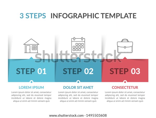 Three Steps Process Diagram Infographic Template Stock Vector (Royalty ...