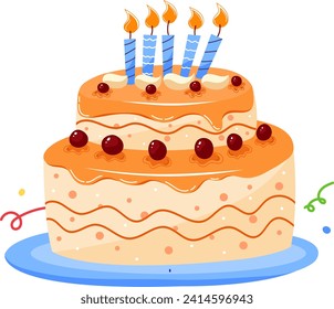 Clip Art Illustration Blue Birthday Cake Stock Illustration 84727984 ...