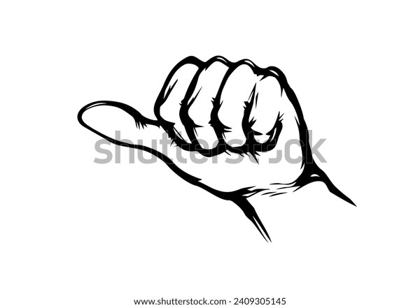 Thumb Indicates Direction Vector Drawing Stock Vector (Royalty Free ...