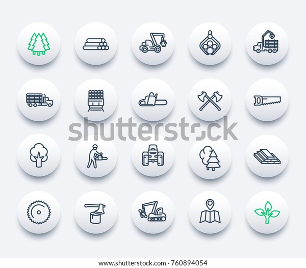 Timber Industry Icons Set Forest Harvester Stock Vector (Royalty Free ...