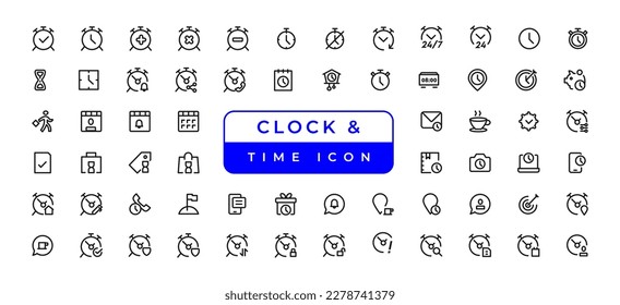 Time Clock Calendar Timer Line Icons Stock Vector (Royalty Free) 2278741379 | Shutterstock