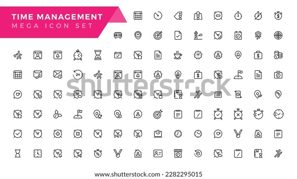 Time Clock Calendar Timer Line Icons Stock Vector (Royalty Free) 2282295015 | Shutterstock