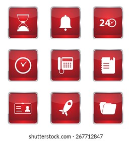 Time Duration Square Vector Red Icon Stock Vector (Royalty Free ...