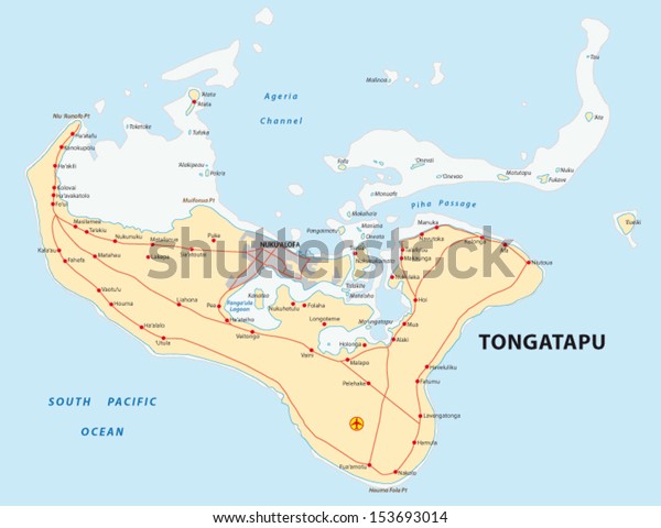 Tonga Tongatapu Map: vetor stock (livre de direitos) 153693014 ...