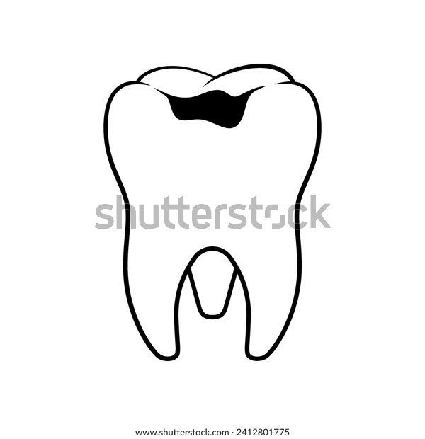 Tooth Cavity Line Art Vector Isolated Stock Vector (Royalty Free ...