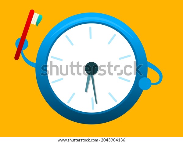 Toothbrush Clock Representing Time Brush Maintain Stock Vector (Royalty ...