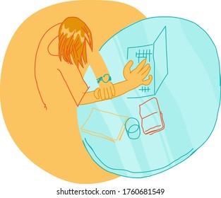 Top Down View Work Area Stock Vector (Royalty Free) 1760681549 ...