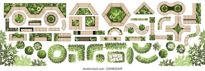 Top View Elements Landscape Design Plan Stock Vector (Royalty Free ...