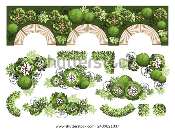 Top View Elements Landscape Design Plan Stock Vector (Royalty Free ...