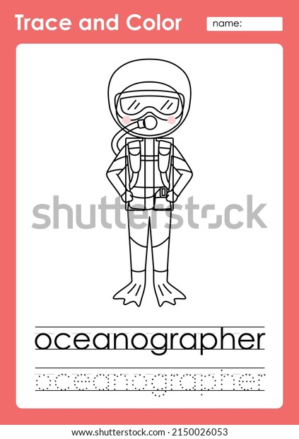 Trace Color Worksheets Occupation Words Stock Vector (Royalty Free ...