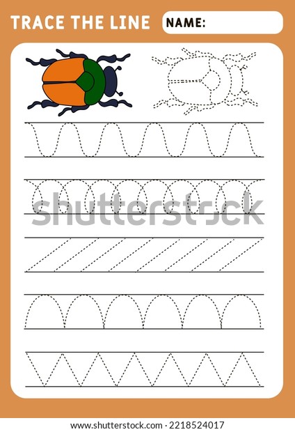 Trace Line Worksheet Kids Basic Writing Stock Vector (Royalty Free ...