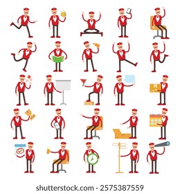Firefighter Characters Different Poses Illustration Set Stock Vector ...