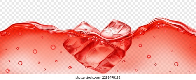 Translucent Red Ice Cubes Floating Water Stock Vector (Royalty Free ...
