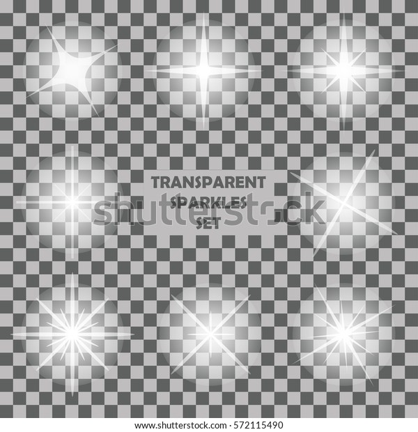 Transparent White Sparkle Effect Set Glowing Stock Vector (Royalty Free ...