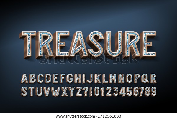 Treasure Alphabet Font 3d Gold Letters Stock Vector (Royalty Free ...