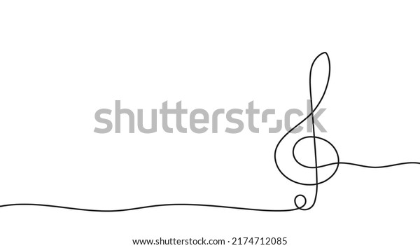 Treble Clef One Continuous Line Drawn Stock Vector (Royalty Free ...