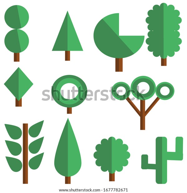 Tree Icon Set Large Set Illustrations Stock Vector (Royalty Free ...