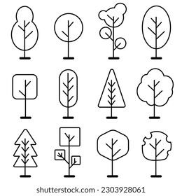 Tree Line Icon Style Set Stock Vector (Royalty Free) 2303928061 ...