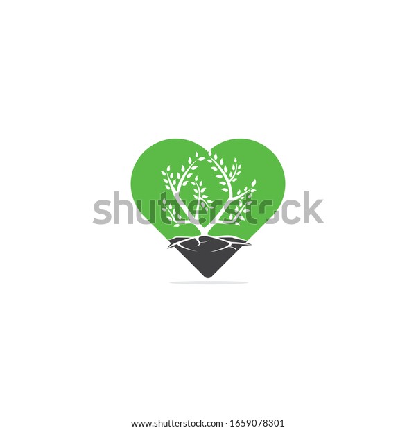 Tree Roots Heart Shape Vector Logo Stock Vector (Royalty Free ...