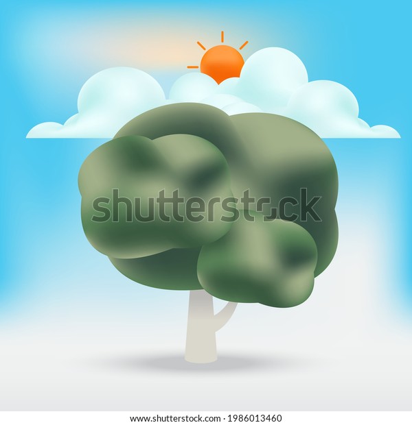 Tree Sun Cloud Sky Background Vector Stock Vector (Royalty Free ...