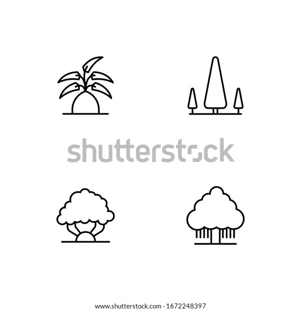 Tree Vector Line Icon Set Naturally Stock Vector (Royalty Free ...
