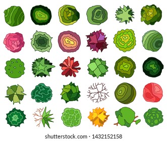 Set Tree Top Symbols Architectural Landscape Stock Vector (Royalty Free ...