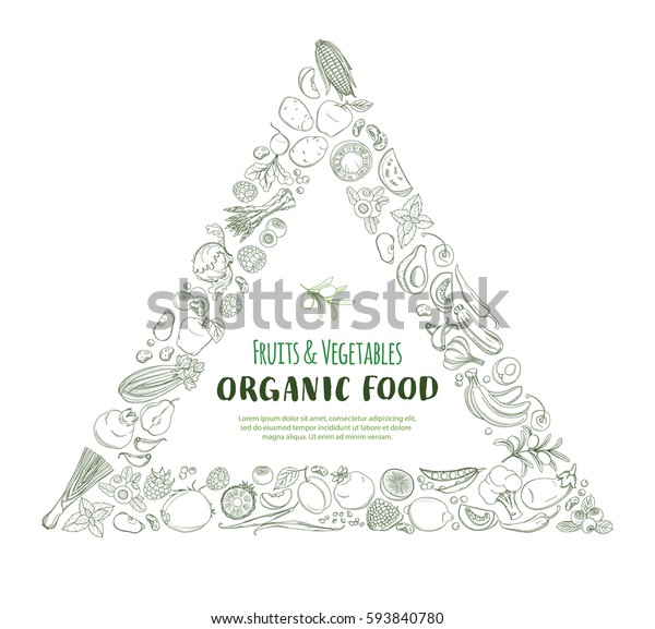 Triangle Frame Border Pattern Groceries Organic Stock Vector (Royalty ...