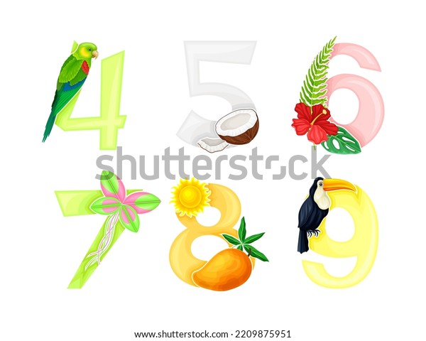 Tropical Numbers Set Numerals Made Exotic Stock Vector (Royalty Free ...