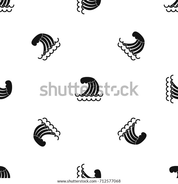 Tsunami Wave Pattern Repeat Seamless Black Stock Vector (Royalty Free ...