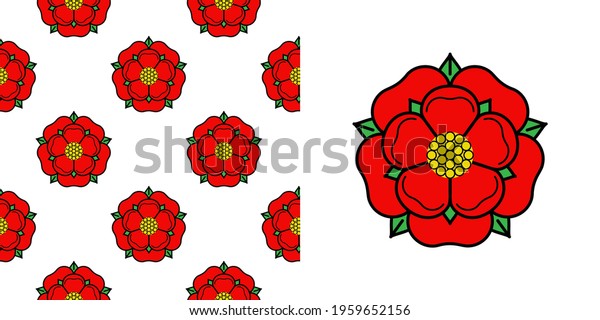 Tudor Rose Vector Seamless Pattern Traditional Stock Vector (Royalty ...