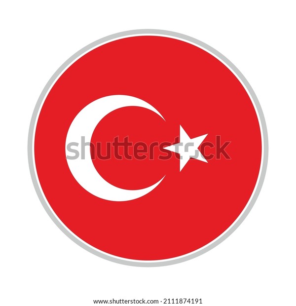 Turkey Flag Round Circle Vector Stock Vector (Royalty Free) 2111874191 ...