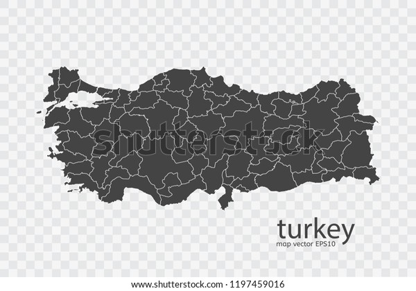 Turkey Map Vector Isolated On Transparent Stock Vector (Royalty Free ...