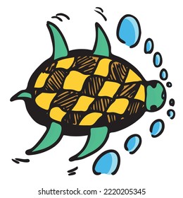 Turtle Swims While Forming Bubbles Stock Vector (Royalty Free ...