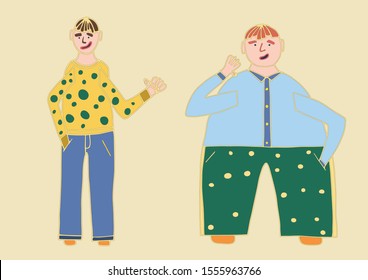 Two Different Men Friend One Fat Stock Vector (Royalty Free) 1555963766 ...