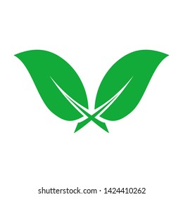 Two Leaf Vector Logo Design Stock Vector (Royalty Free) 1424410262 ...