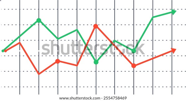 Two Lines Representing Increasing Declining Trends Stock Vector ...