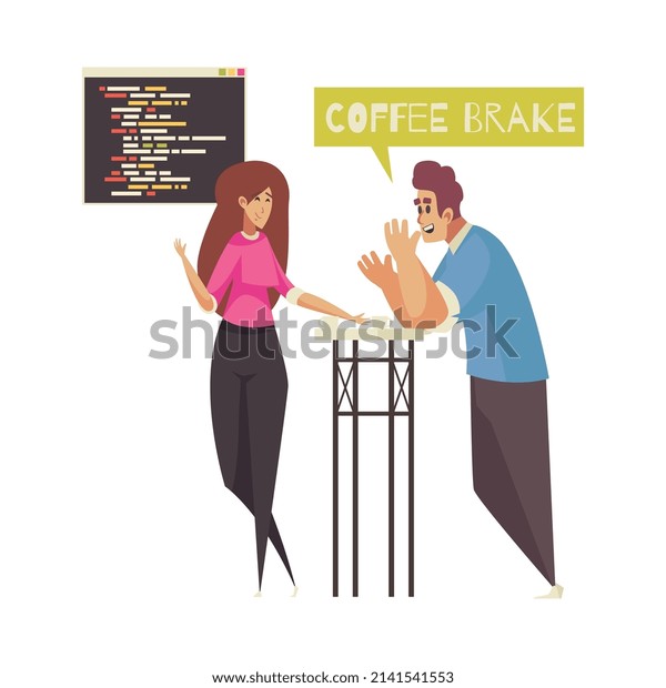 Two Male Female Programmers Communicating During Stock Vector (Royalty ...