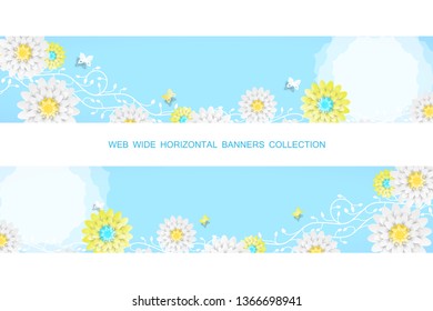 Two Vector Horizontal Web Banners Sunny Stock Vector (Royalty Free ...