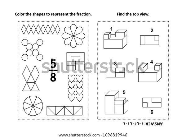 Two Visual Math Puzzles Coloring Pages Stock Vector (Royalty Free ...