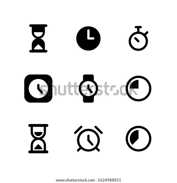 Ui Time Icon Set Flat Style Stock Vector (Royalty Free) 1624988851 ...