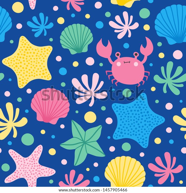 Underwater Vector Background Seamless Pattern Starfishes Stock Vector ...