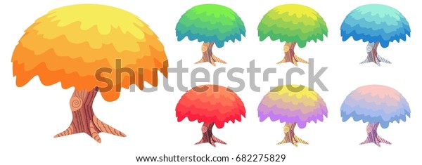Unique Shape Tree Animation Assets Environment Stock Vector (Royalty ...