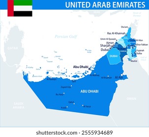 United Arab Emirates Map Vector Blue Stock Vector (Royalty Free ...