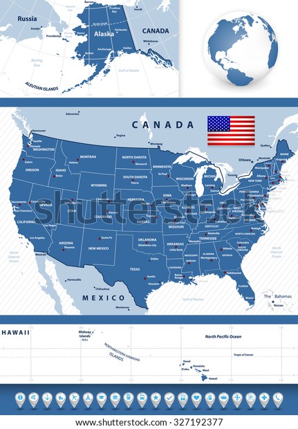 Usa Map 3d Bubble Shape Navigation Stock Vector (Royalty Free ...