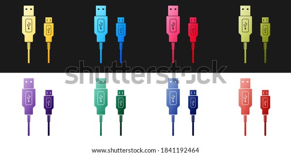 Usb Micro Cables Icon Set Isolated Stock Vector (Royalty Free ...