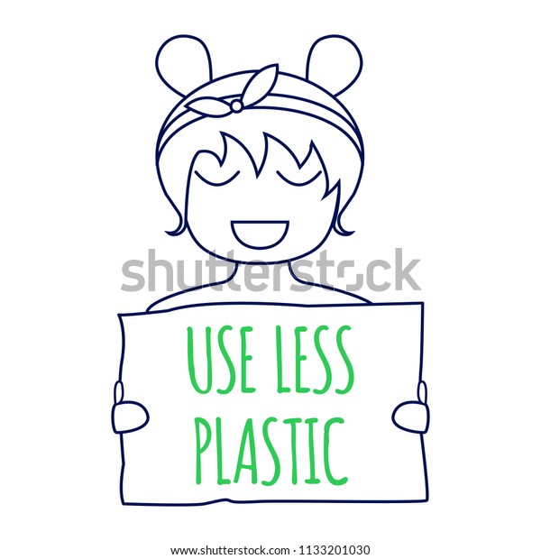 Use Less Plastic Concept Environment Protection Stock Vector (Royalty ...
