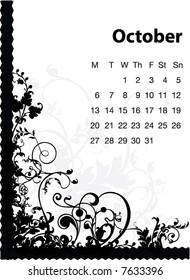 Vector 2008 October Calender Stock Vector (Royalty Free) 7633396 ...