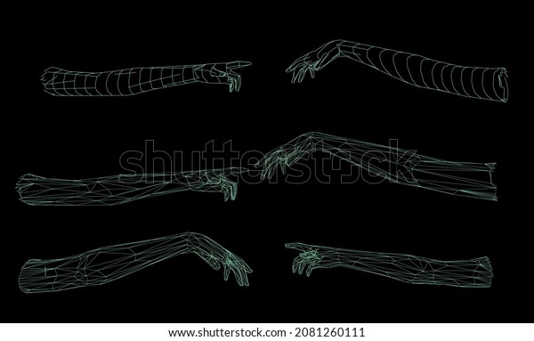 Vector 3d Model Low Poly Hands Stock Vector (Royalty Free) 2081260111 ...
