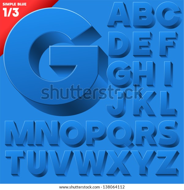 Vector Alphabet Simple 3d Letters Sans Stock Vector (Royalty Free ...